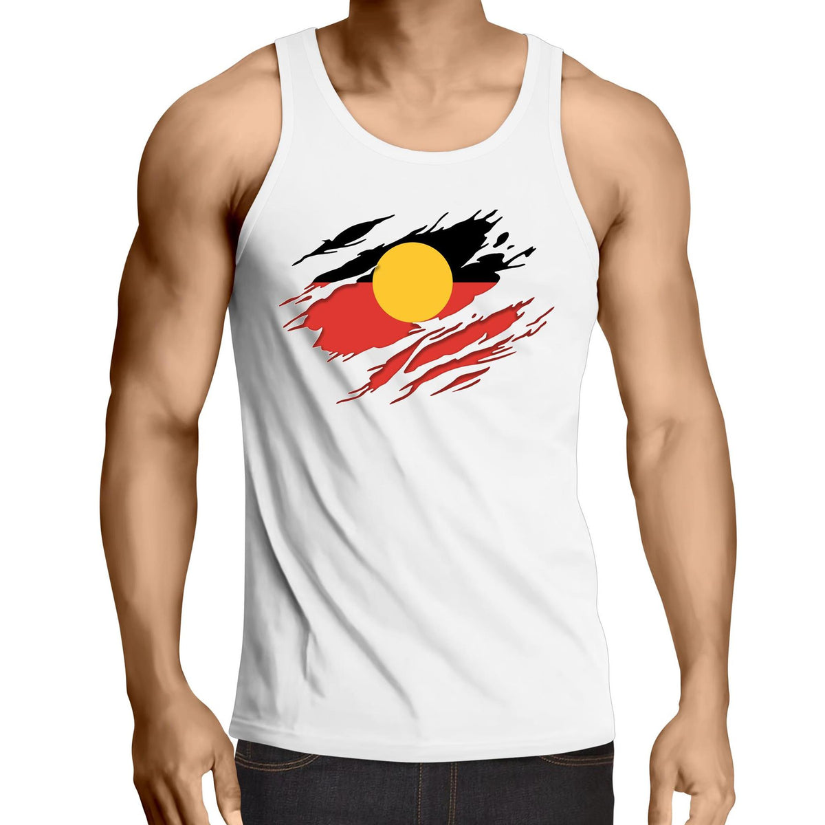 'Ripped Effect' Mens Singlet – Indigenous Grapevine